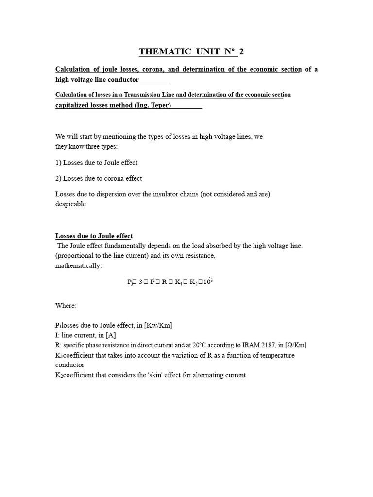 1.Calculation of Losses in High Voltage Lines | PDF | Electric Power ...