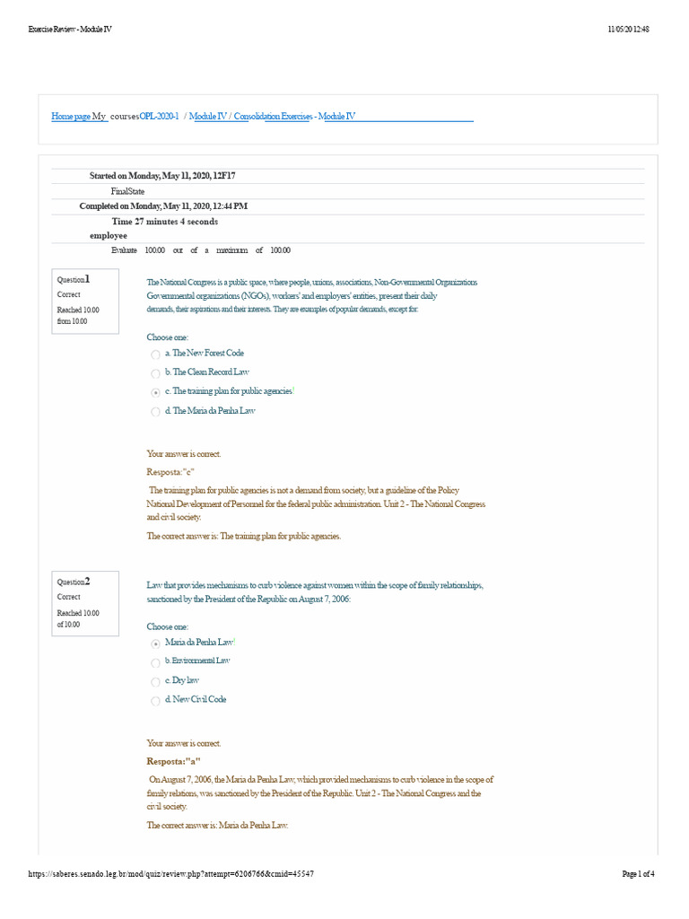 Exercises For Fixation - Module IV | PDF | Governance | Justice