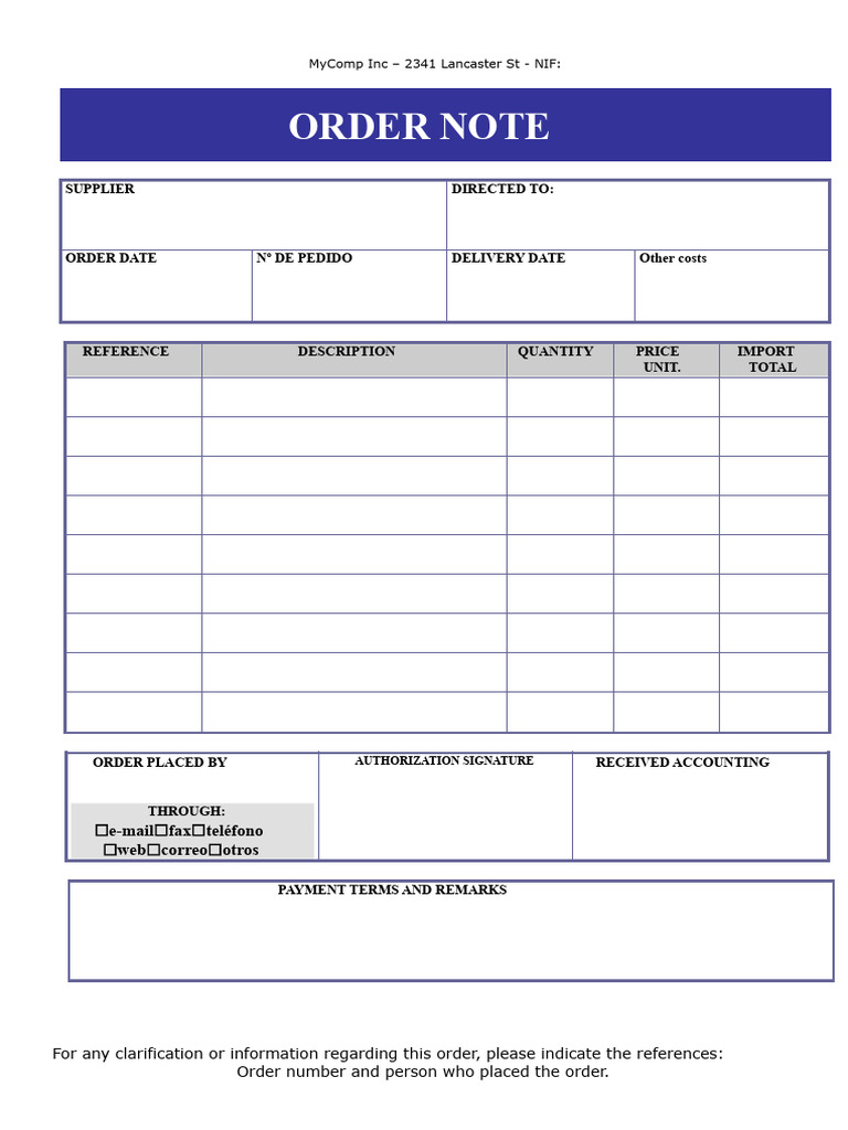 Order Note | PDF