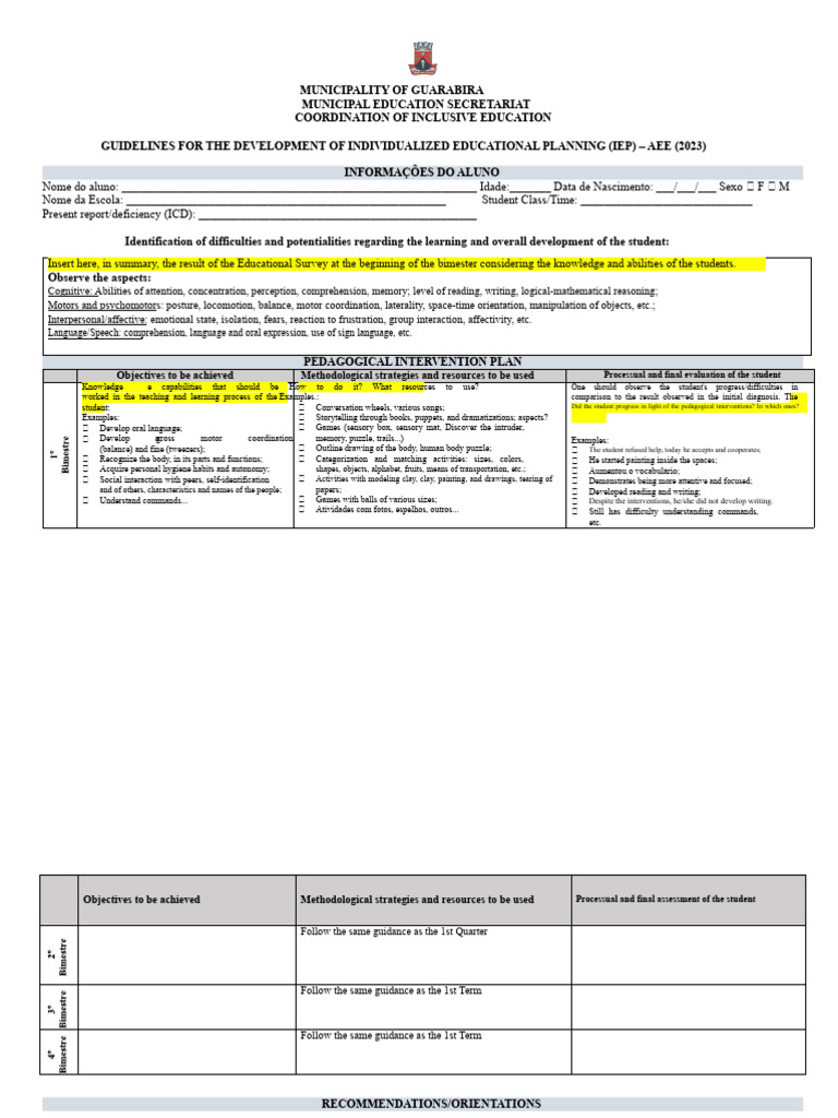 IEP Development Guidelines 2023 | PDF | Individualized Education ...
