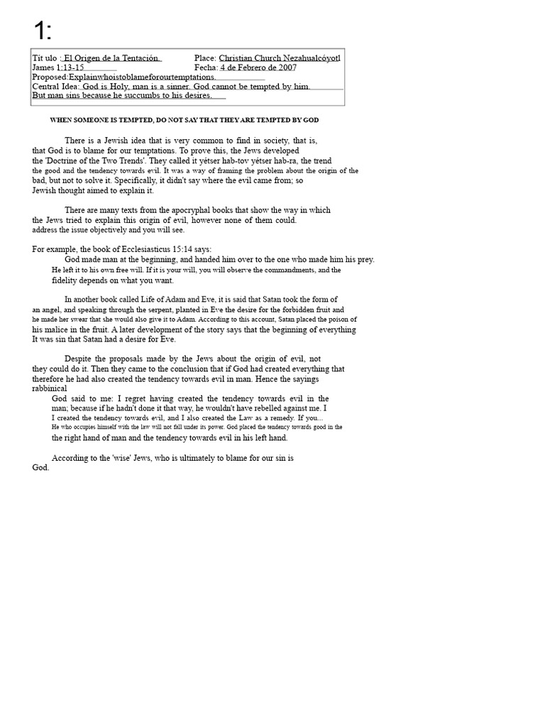 The Origin of Temptation Part 1 | PDF | Sin | Eve