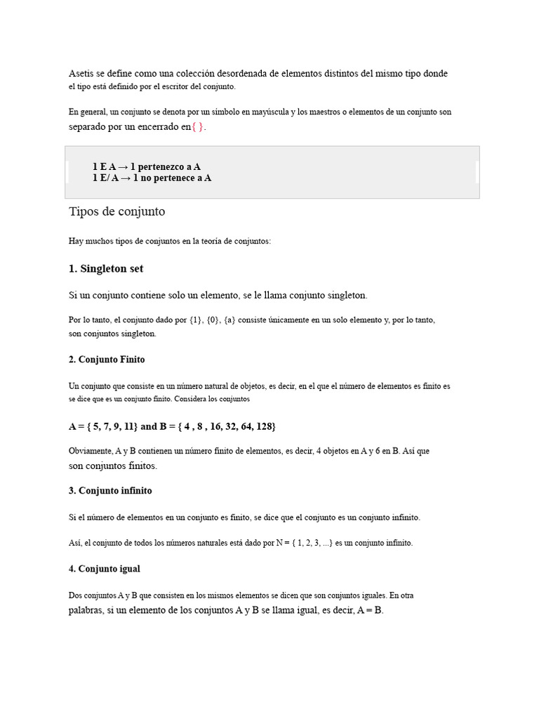 Tipos y Operaciones de Conjuntos en Matemáticas | PDF | Conjunto ...