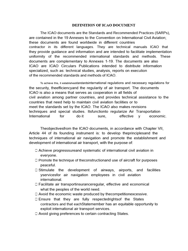 DEFINITION OF ICAO DOCUMENT | PDF | Aerodrome | Aviation