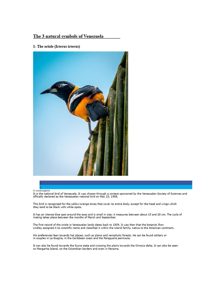 The 3 Natural Symbols of Venezuela Geography | PDF | Venezuela | Trees