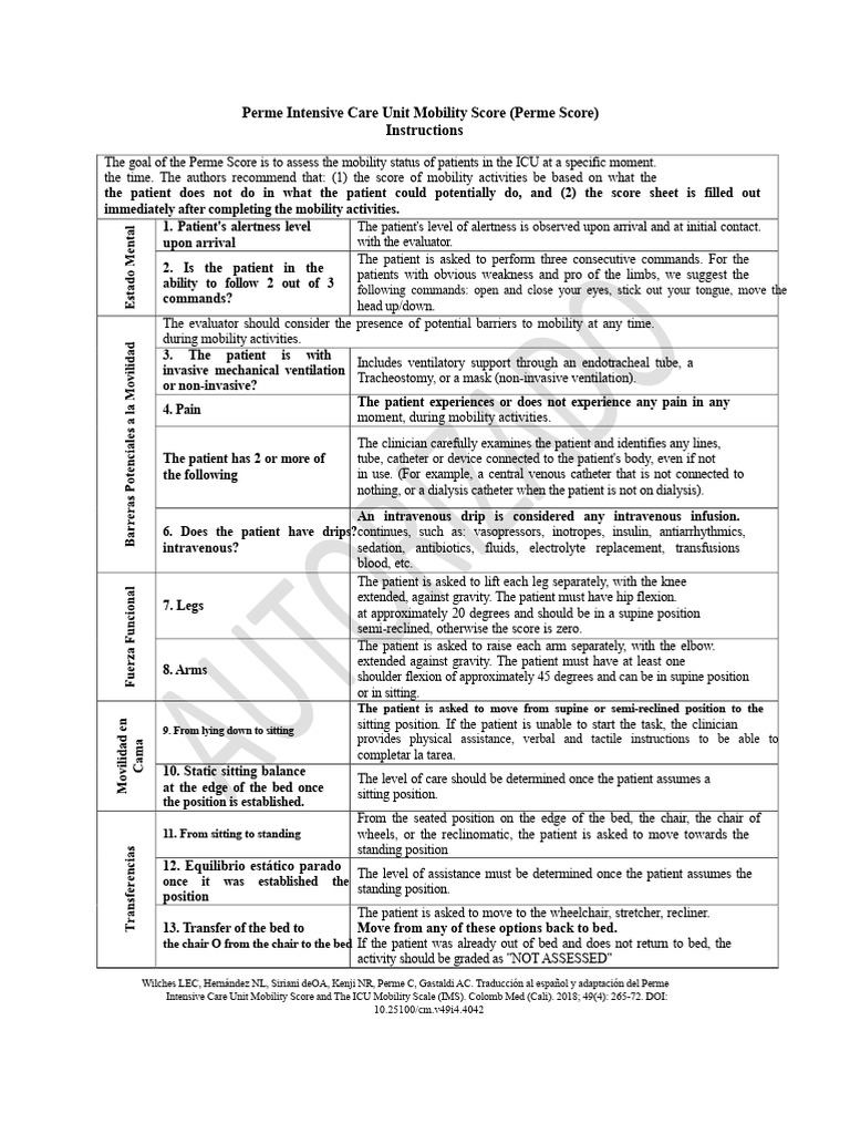 220219--Spanish version of the Perme Score | PDF | Intravenous Therapy ...