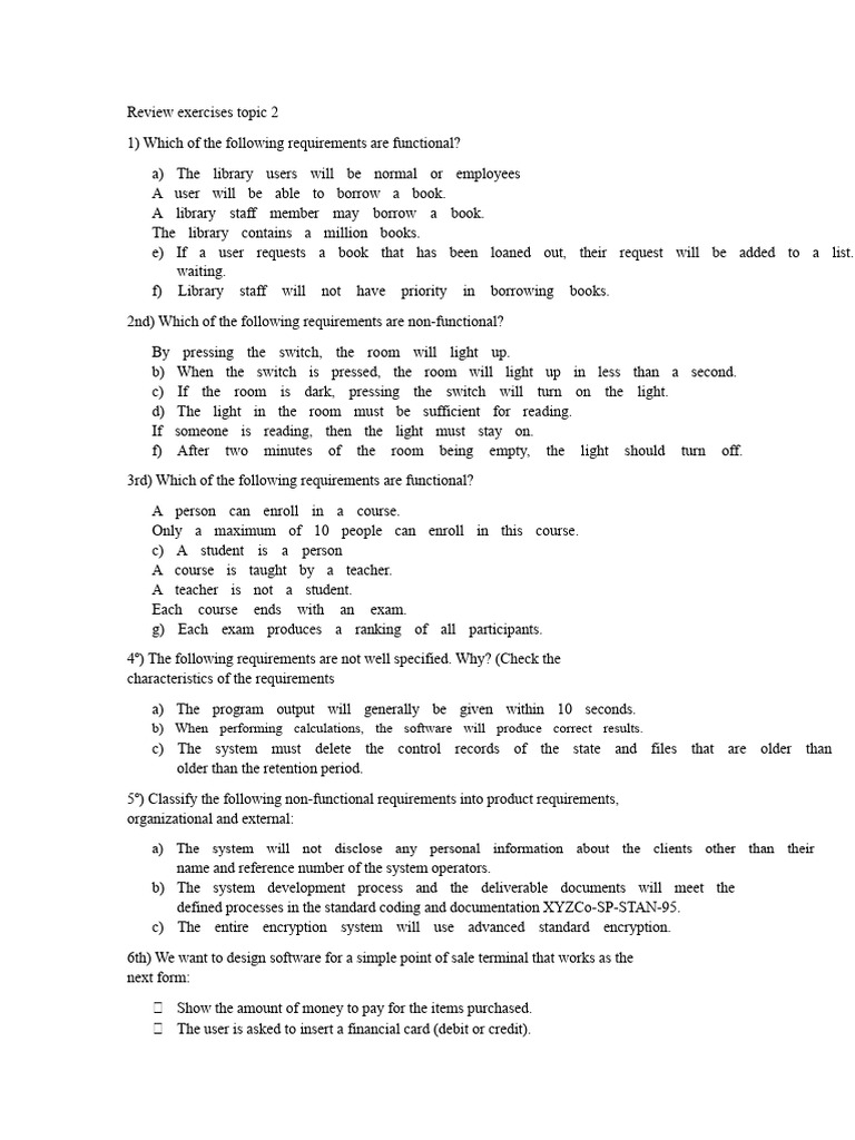 Exercises Functional and Non-functional Requirements | PDF | Debit Card ...