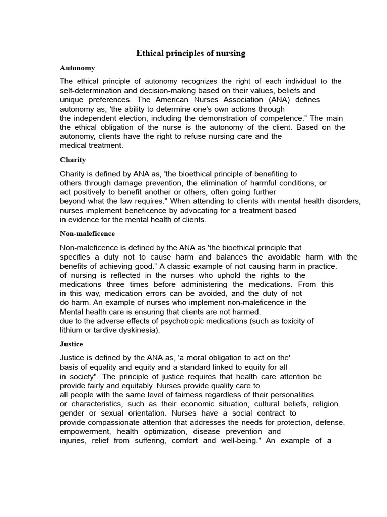 Ethical principles of nursing | PDF | Nursing | Autonomy