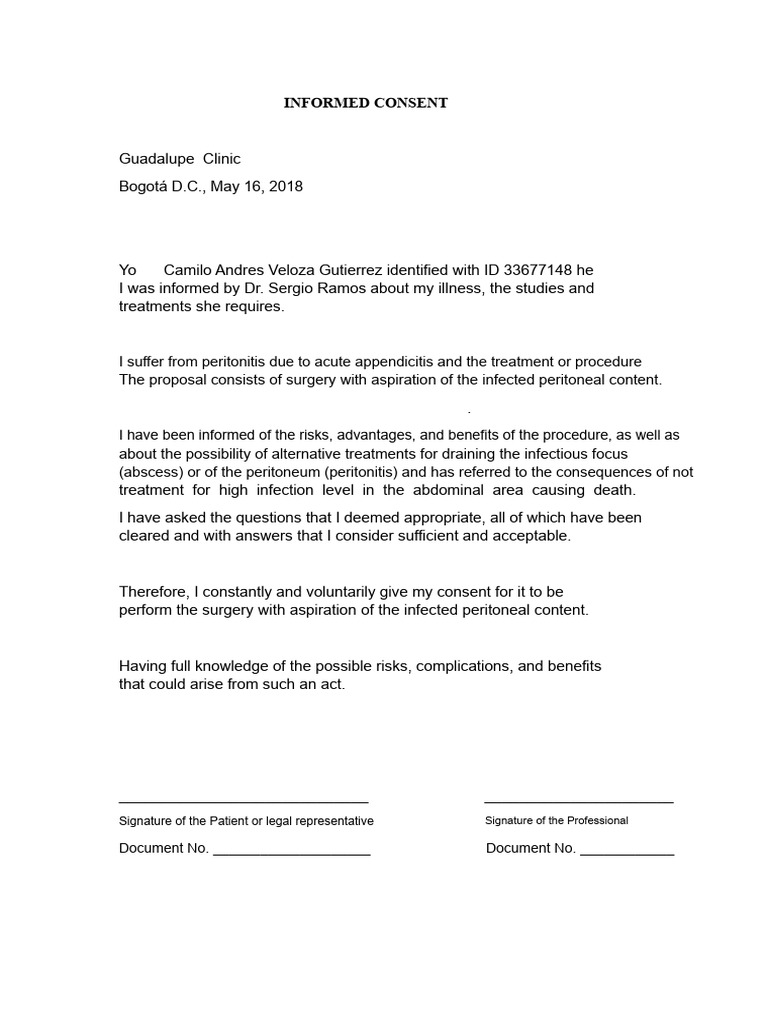 INFORMED CONSENT | PDF | Peritoneum | Informed Consent