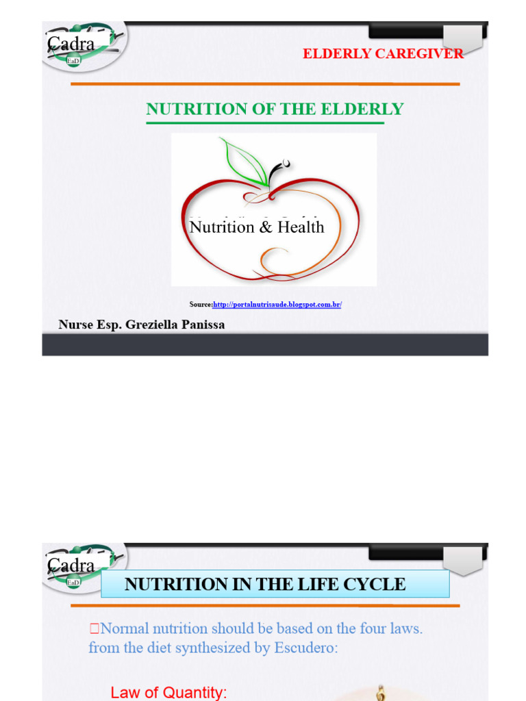 Elderly Nutrition and Care Guidelines | PDF | Dieting | Nutrition