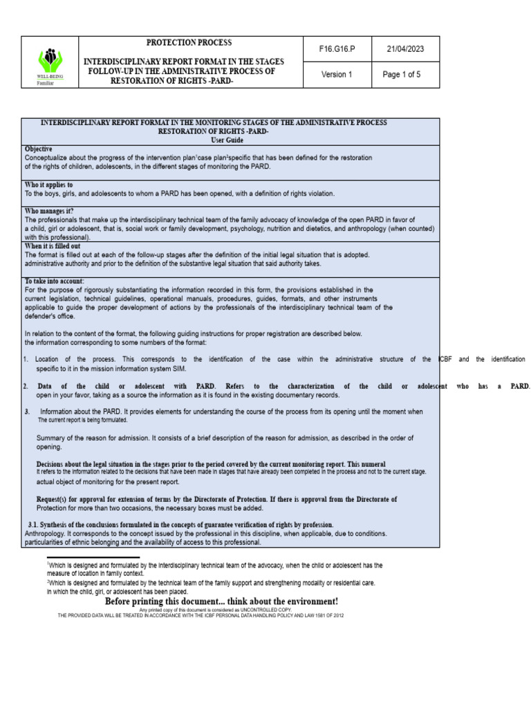 f16.g16.p Interdisciplinary Report Format in The Follow Up Stages Pard ...