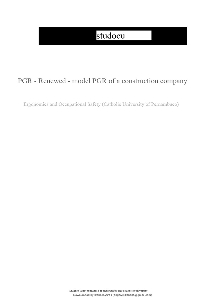 PGR Model for Construction Companies | PDF | Occupational Safety And ...