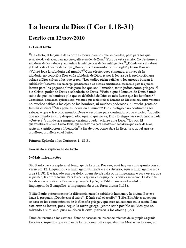 La locura de Dios y la sabiduría divina | PDF | Sabiduría | Dios