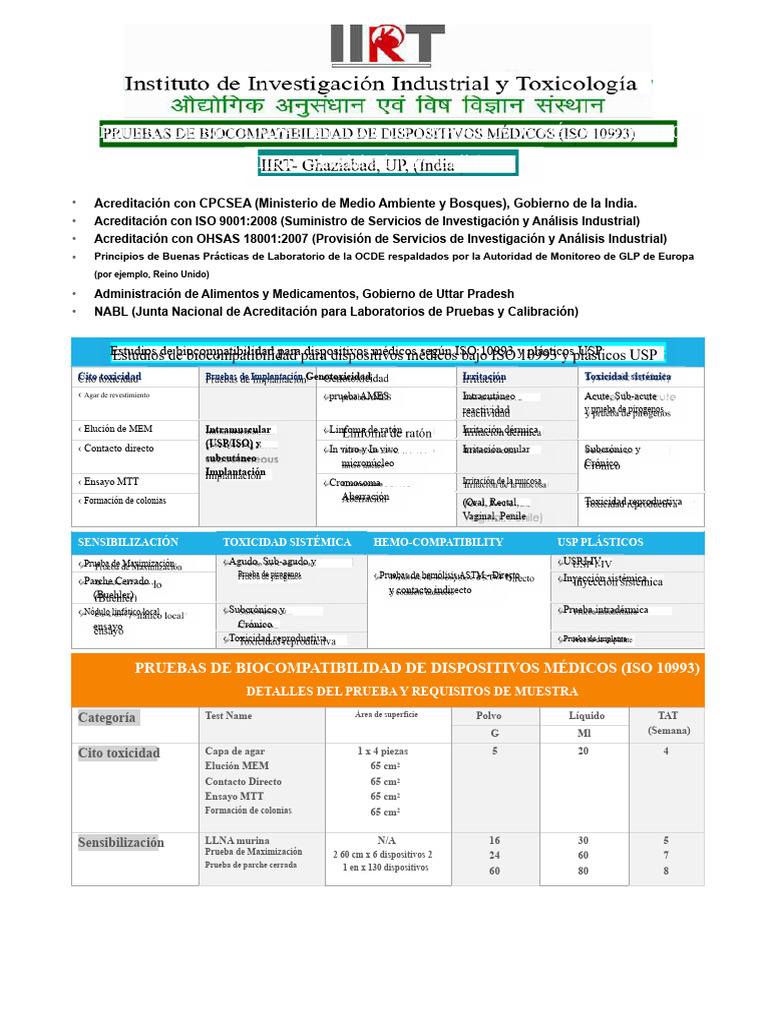 Pruebas de Biocompatibilidad ISO 10993 | PDF | Dispositivo médico ...