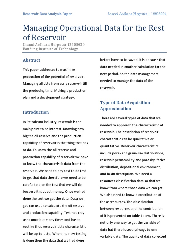 Reservoir Data Management Strategies | PDF | Petroleum Reservoir ...