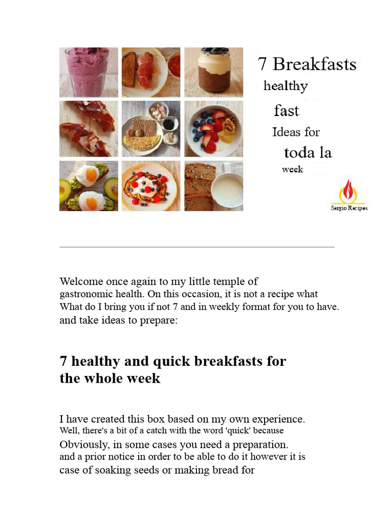 Healthy Breakfast Ideas For The Whole Week | PDF | Pancake | Oatmeal