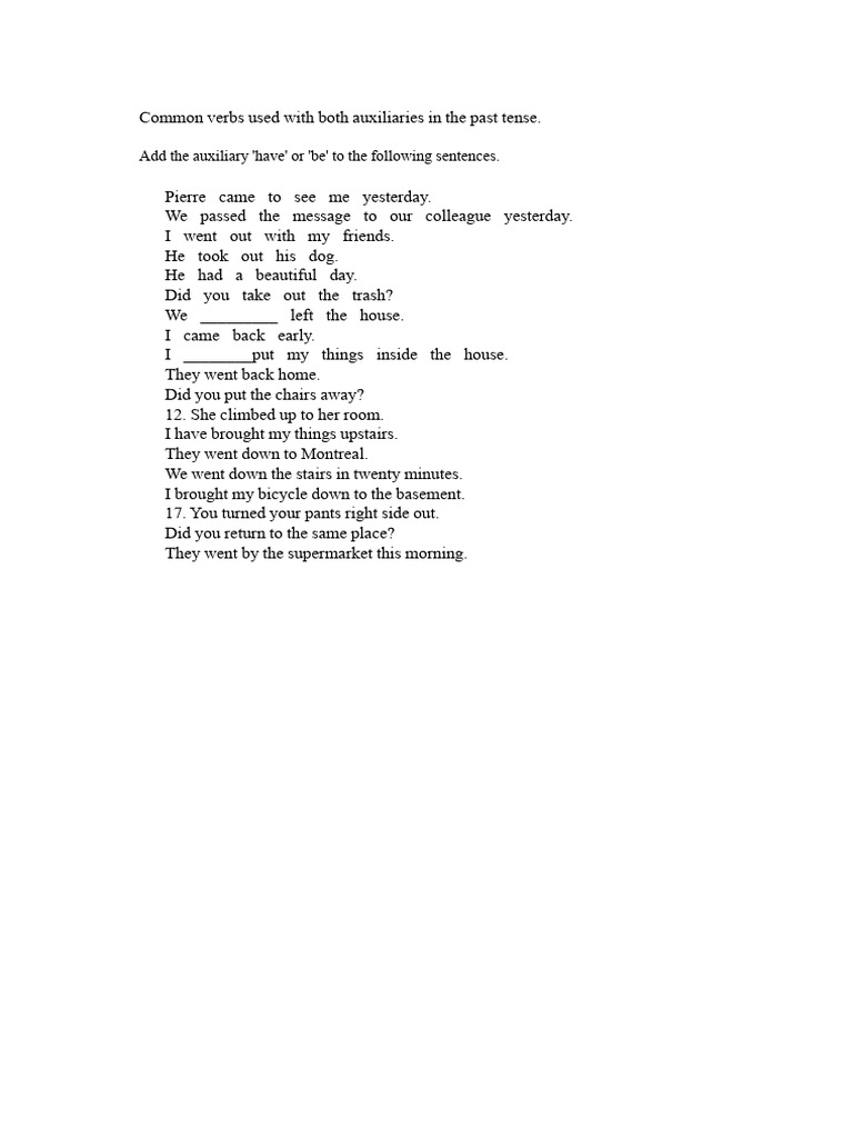 Common verbs used with both auxiliaries in the passé composé | PDF