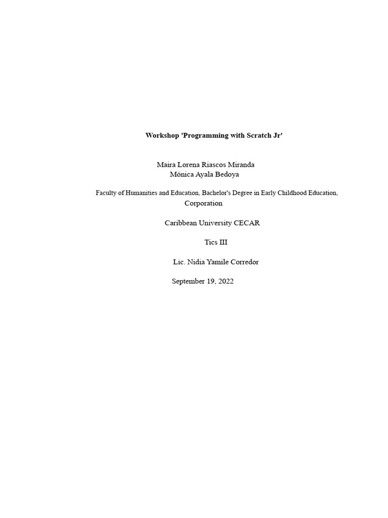 Workshop "Programming with Scratch Jr" ICT III | PDF | Computer ...