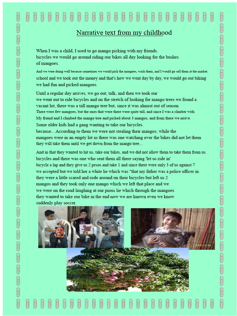 Narrative Text About My Childhood | PDF