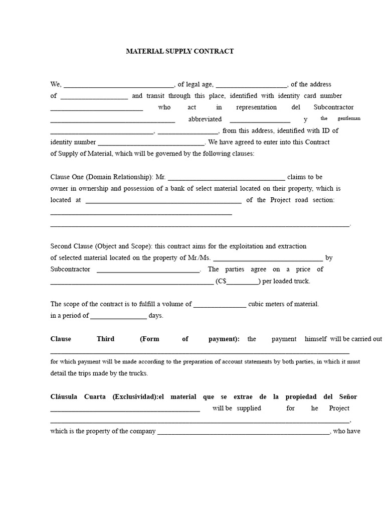 Subcontractor Contract Model Materials Bank.doc | PDF | Property ...