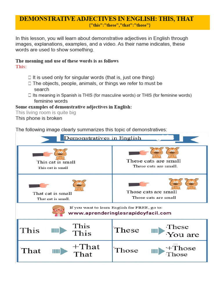 Understanding English Demonstratives | PDF | Noun | Grammatical Gender