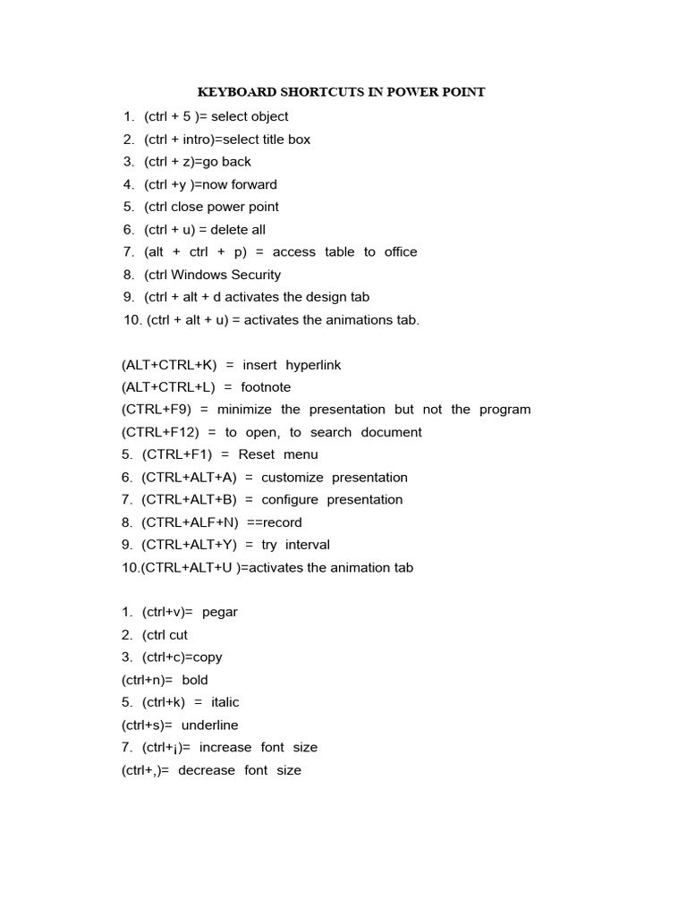 PowerPoint Keyboard Shortcuts & Tips | PDF | Sound | Amplitude