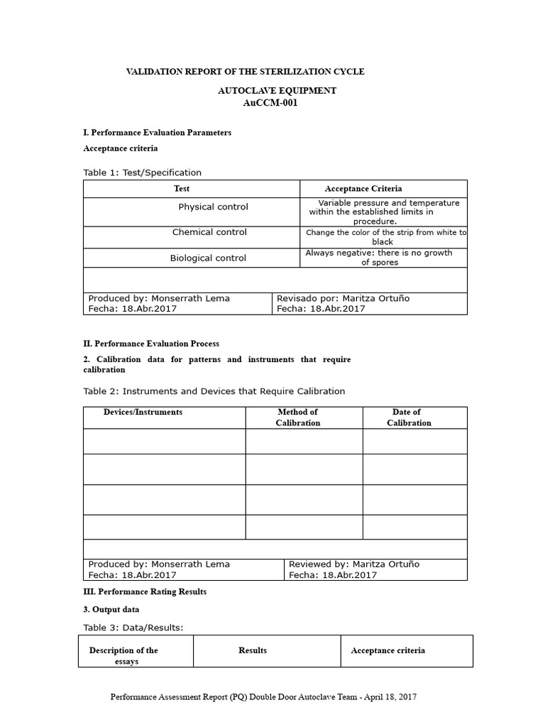 Autoclave Validation Report | PDF | Sterilization (Microbiology) | Calibration