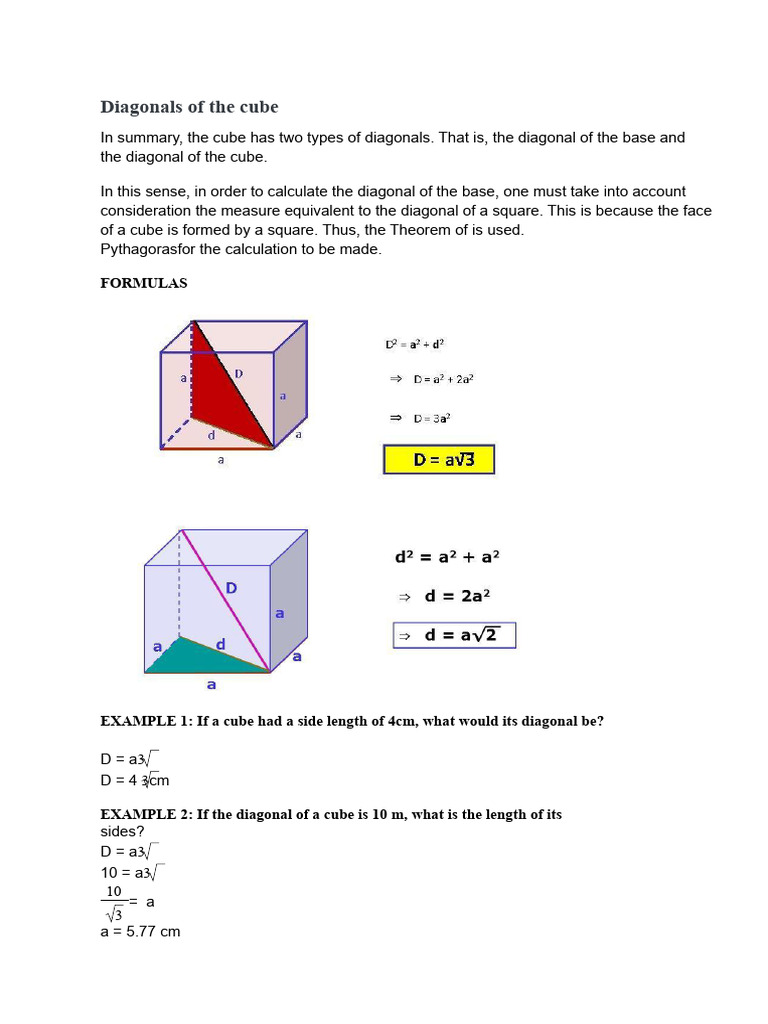Diagonals of the Cube | PDF