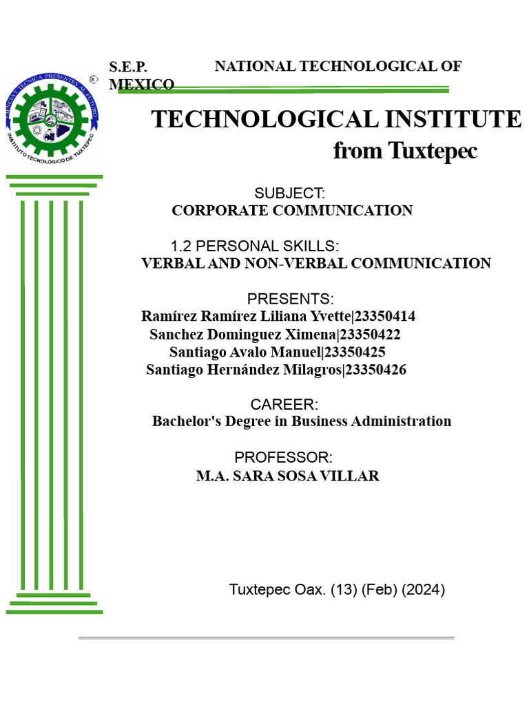 1.2 PERSONAL SKILLS VERBAL AND NON-VERBAL COMMUNICATION. | PDF ...