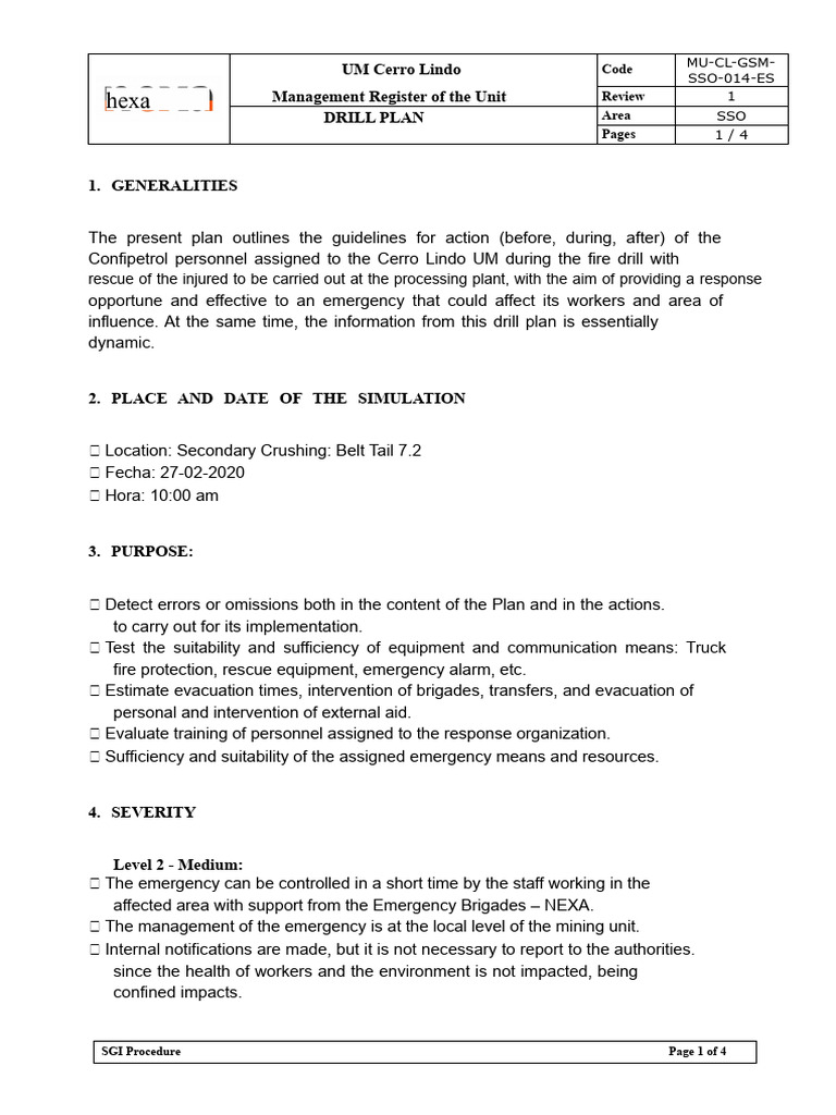 1 Drill and Simulation Plan | PDF | Fire Engine | Ambulance