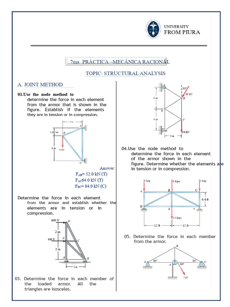 7th Practice - Structural Analysis | PDF | Structural Analysis | Truss