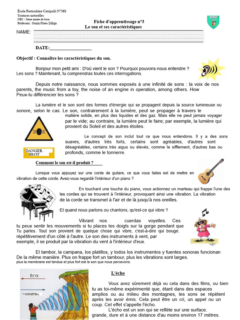 Caractéristiques du son pour enfants | PDF | Lumière | Piano