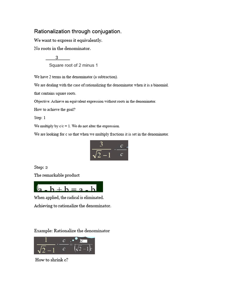 Rationalizing Binomial Denominators | PDF