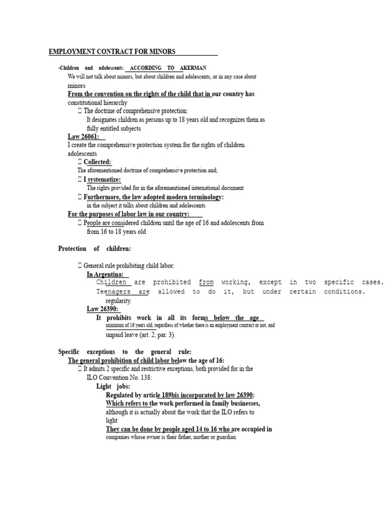 Employment Contract for Minors | PDF | Apprenticeship | Employment
