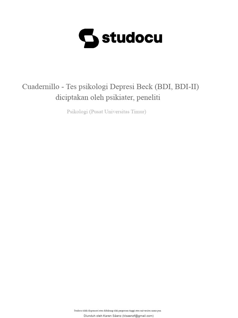 Tes Depresi Beck (BDI & BDI-II) | PDF