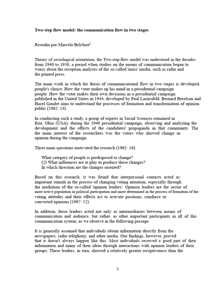 Two-Step Flow Model - The Communication Flow in Two Stages | PDF ...