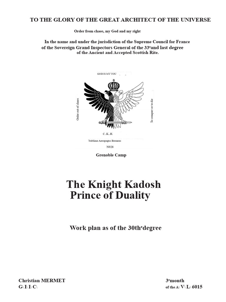 The Knight Kadosh Prince of Duality | PDF | Freemasonry