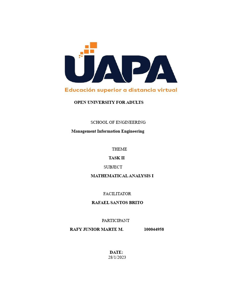 TASK II MATHEMATICAL ANALYSIS 1 | PDF