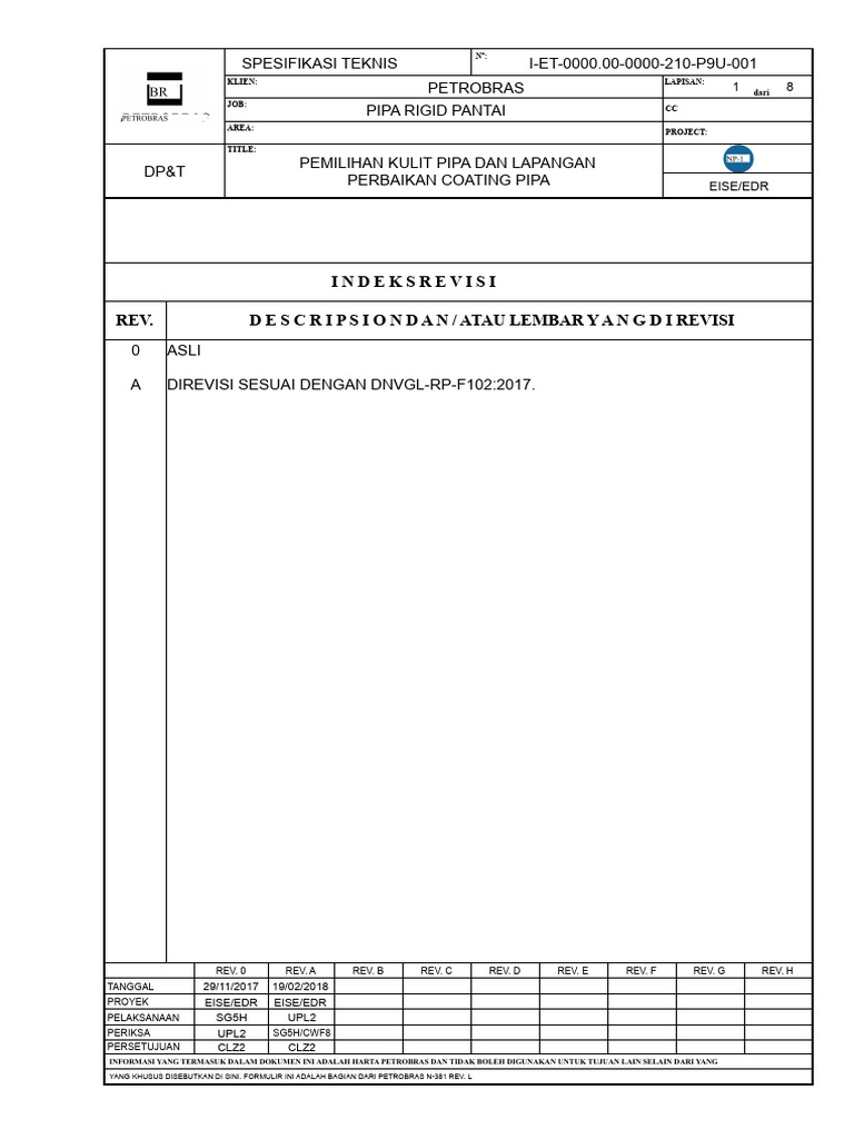 Spesifikasi Coating Pipa dan Perbaikan | PDF