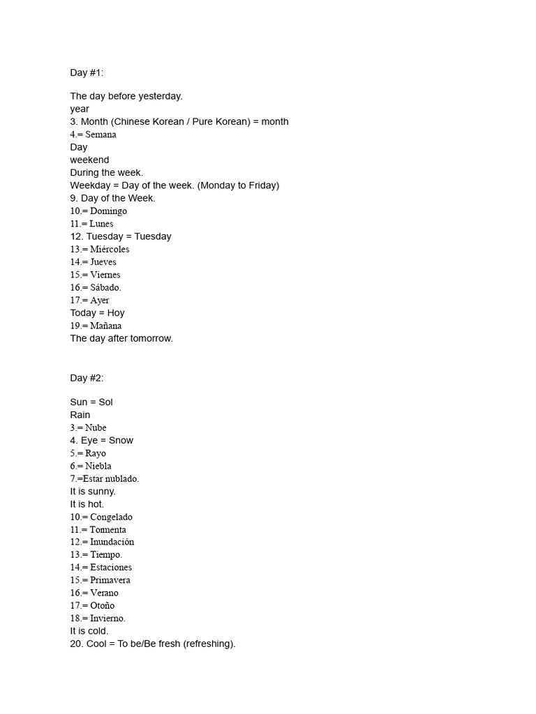 2000 Korean-Spanish Words. (1) | PDF | Taste