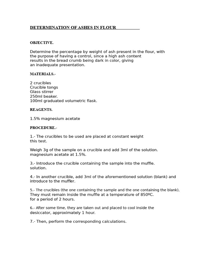 Ash Content Analysis in Flour | PDF | Breads | Flour