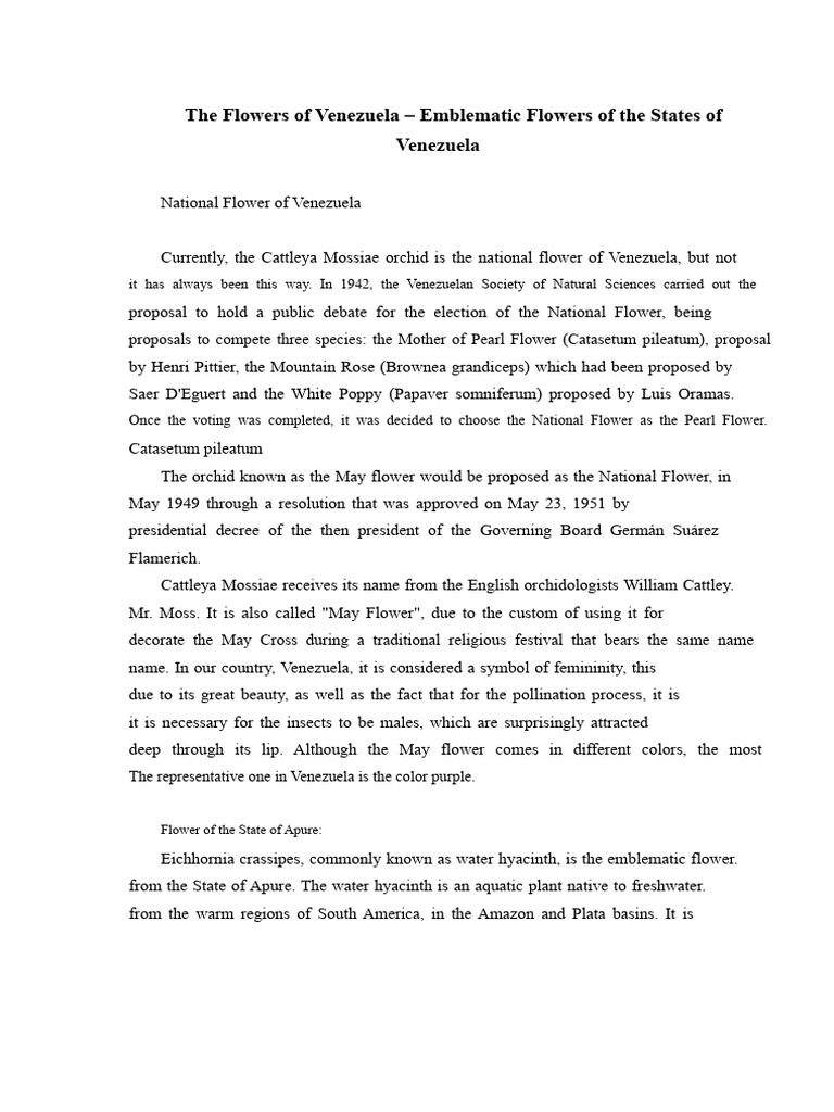 Emblematic Flowers of Venezuela | PDF | Flowers | Venezuela