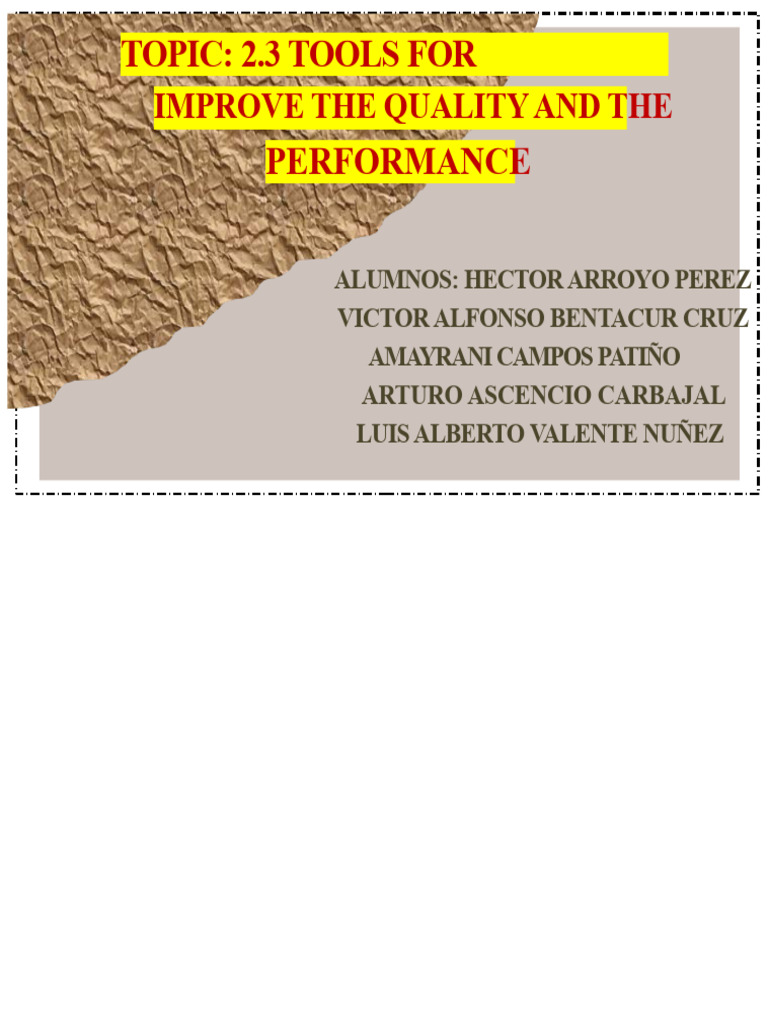 2.3 Tools to Improve Quality and Performance | PDF