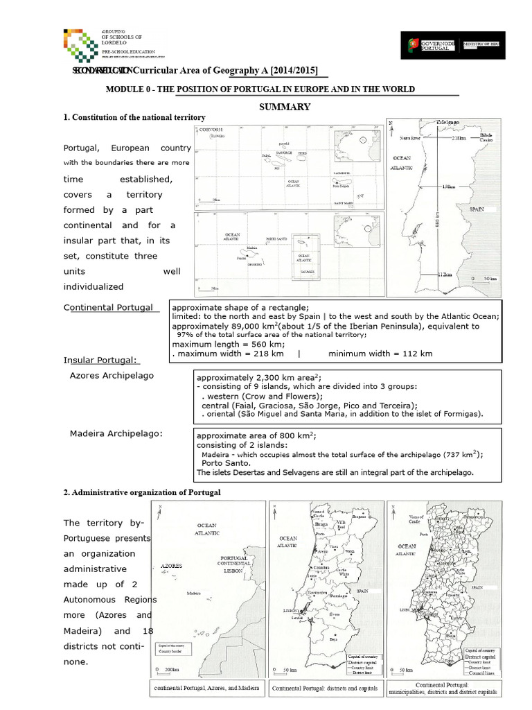 GEOGRAPHY 10th [(POSITION OF PORTUGAL - EUROPE - WORLD) - SUMMARY] (RP ...