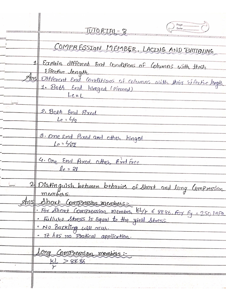 8. Compression Members, Lacing and Battening | PDF