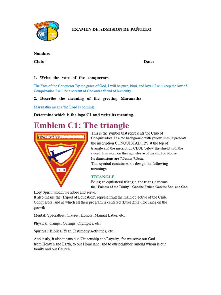 ADMISSION EXAM OF HANDKERCHIEF | PDF | Theology | Religious Belief And ...