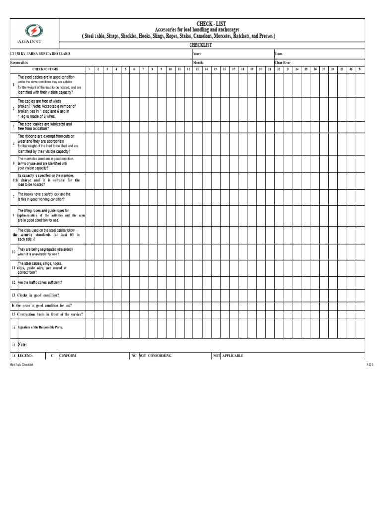Load Handling Equipment Checklist | PDF