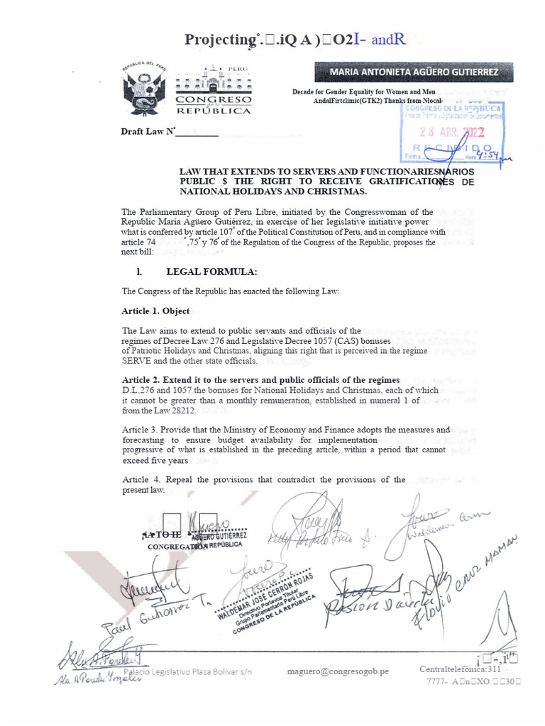 DRAFT LAW Nº1901-2021-CR_LALEY | PDF