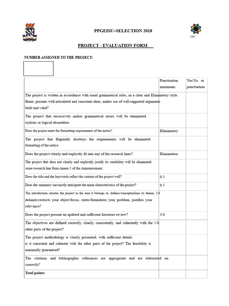 2018 Project Evaluation Criteria Guide | PDF