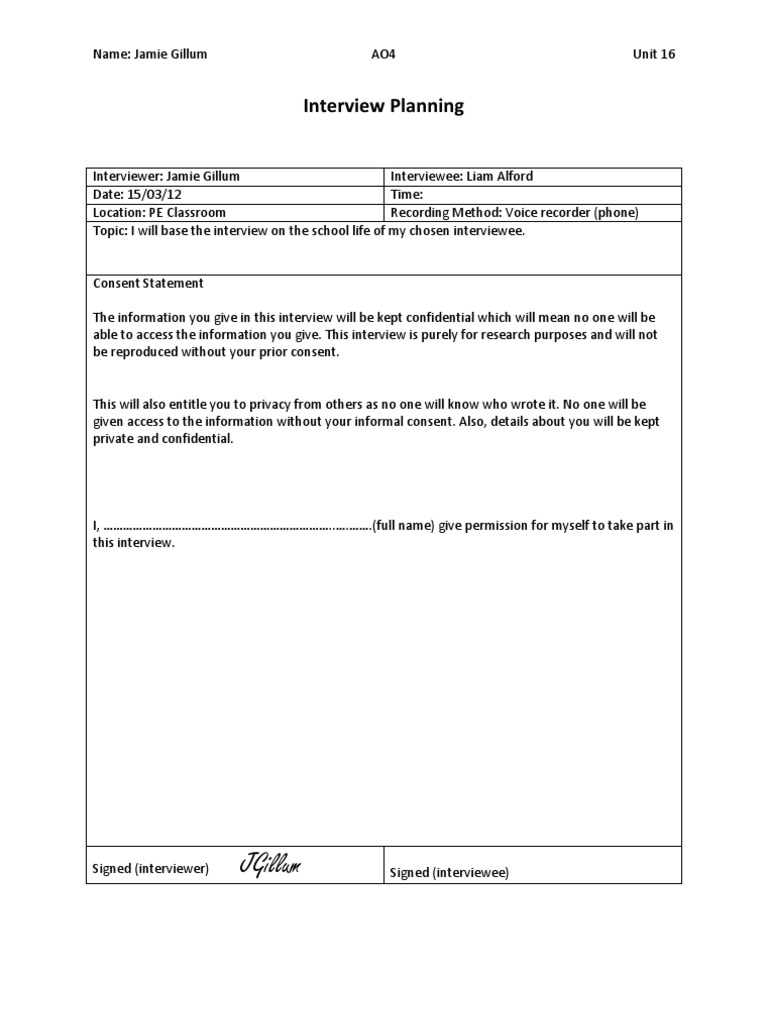 Task 1 Interview Top Sheet | PDF | Interview | Cognition