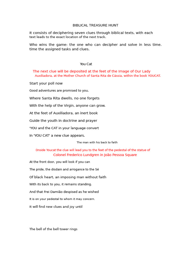 Bible Treasure Hunt | PDF